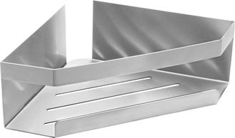 Schöner Wohnen Kollektion Eckablage Mod. Meleto aus rostfreiem Edelstahl ohne Bohren mit Wasserablauf für Glatte Oberflächen Maße 28,5 cm x 8 cm x 18 cm Farbe Silber matt