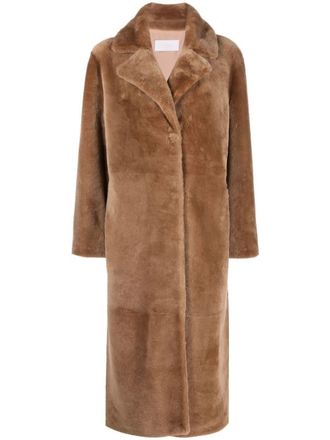 Yves Salomon Langer Mantel - Braun