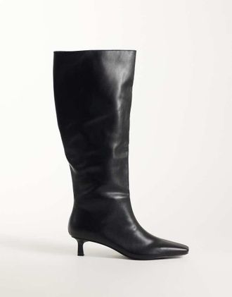 Public Desire Sandra bottes hauteur genou &agrave; talon kitten en noir