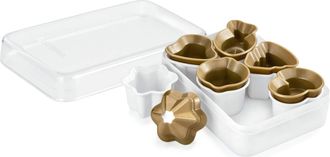 Tescoma Delicia Ausstechformen für Kekse zu Weihnachten 6 Stück, Gold/Weiß