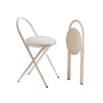 Generic Klappstühle 2er Set Gepolstert mit Metallrahmen Klappstuhl Camping Leicht Klein Faltbar Platzsparend für Partys, Hochzeiten, Picknick(White)