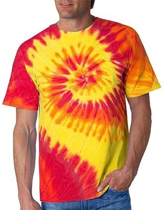 Generic Chemises tie-dye pour homme adulte à manches courtes dété décontracté col rond graphique personnalisé dégradé fantaisie t-shirts de course imprimés, O