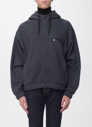 Emporio Armani Oversized-Baumwoll-Kapuzenjacke mit Rei&szlig;verschluss und Logo auf dem R&uuml;cken