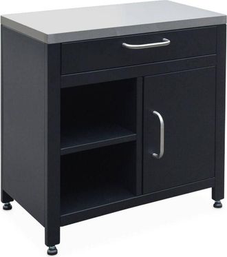 Sweeek Meuble de cuisine ext&eacute;rieure en acier L80cm avec 1 tiroir. 1 porte et 2 &eacute;tag&egrave;res de rangement