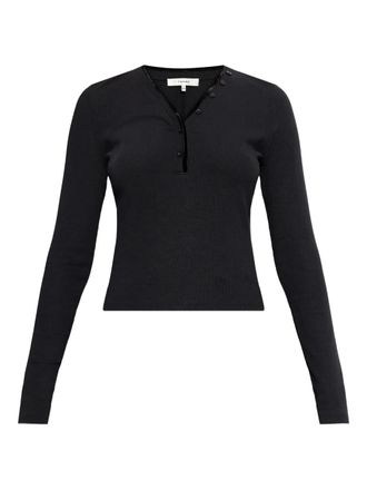 Frame Denim button ribbed top - Noir