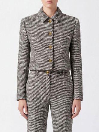 Versace Cropped Einreiher-Blazer aus Schurwolle mit Chevron-Muster