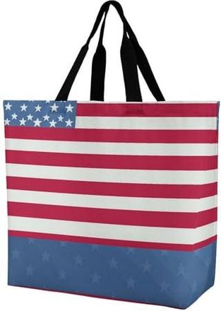 Generic Drapeau Am&eacute;ricain &Eacute;toiles Et Rayures Sac A Main Femmes D&eacute;contract&eacute; Tote Bag R&eacute;utilisable Sac Fourre-Tout Pour Quotidienne Universit&eacute; Shopping