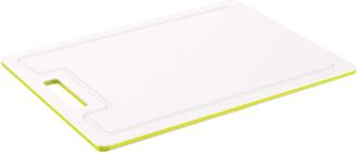 Rotho Caruba grosses Schneidebrett rutschfest mit Saftrille, Kunststoff (PP) BPA-frei, weiss/gr&uuml;n, (34.2 x 25.0 x 0.9 cm)