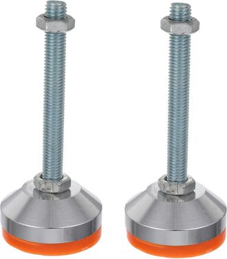 Angoily 2 Stück Schwerlast Verstellbare Nivellierfüße aus Kohlenstoffstahl mit Gewinde rutschfeste Gummibasis Drehbar Tragkraft für Maschine Schrank