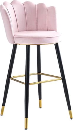 Generic Stoffbezogener Barhocker, Sitzfl&auml;che mit schwarzen Metallbeinen, 66 cm hoher Tresenhocker, einfach zu montierender Barstuhl