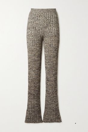 Chlo&eacute; Hose Mit Geradem Bein Aus Geripptem Kaschmir - Grau