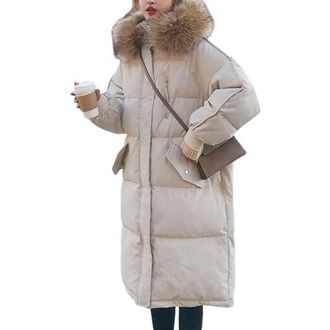 Generic Long manteau dhiver matelass&eacute; imperm&eacute;able pour femme avec capuche en fausse fourrure chaude et &eacute;paisse, blanc, 3XL