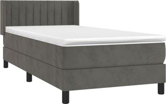 vidaXL Boxspringbett mit Matratze Dunkelgrau 90x200 cm Samt Vidaxl