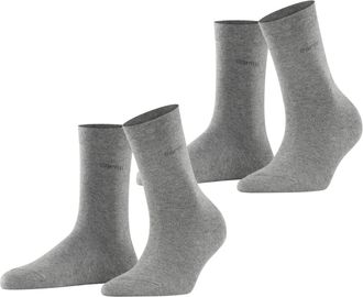 Esprit Damen Socken Basic Easy Multipack W So Baumwolle einfarbig 2 Paar, Grau Light Grey Melange 3390, 35-38