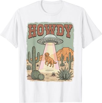 Image UFO Howdy Desert Golden Retriever T-Shirt