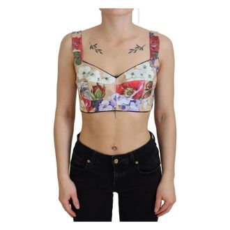 Dolce & Gabbana Blumiges Bustier-Crop-Top mit italienischer Handwerkskunst - - Tops - Damen - Mehrfarbig - S