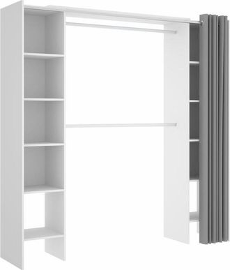 PEGANE Armoire placard extensible coloris blanc - Longueur 110-180 x Hauteur 205 x Profondeur 50 cm Pegane