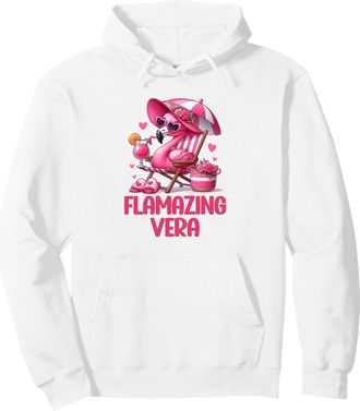 BDAZ Flamazing Vera Pink Flamingo Tropical Beach Trip Damen Pullover Hoodie