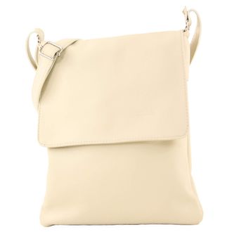 modamoda.de T33 - ital Umh&auml;ngetasche Schultertasche aus Nappaleder, Farbe:Cremebeige
