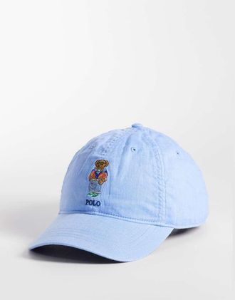 Polo Ralph Lauren Casquette de baseball avec ours brod&eacute; - Bleu Austin-Gris