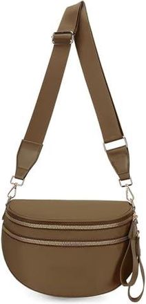 Generic Sac bandoulière Emmafy pour femme, sac banane imperméable à carreaux/uni, ajustable, avec bandoulière réglable (Y)