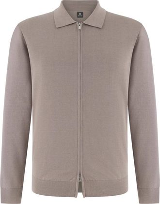 Boggi Milano Homme, Pulls, Gris, Taille: L Cotton Full Zip Shirt Collar Sweater 14Gg