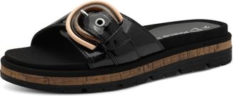 Marco Tozzi Damen Pantoletten mit Schnalle Sommer, Schwarz (Black patent), 38 EU