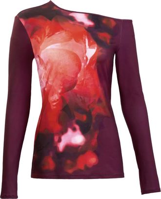 Silvia Tcherassi Sabra One-Shoulder-Bluse mit Blumen - Rot