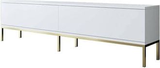 Dmora TV-Schrank Regulus 180x30x47h cm Wei&szlig; 1 Boden, 2 F&auml;cher