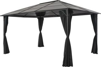 vidaXL Vidaxl - Tonnelle avec rideau Aluminium 4x3x2,6 m Noir