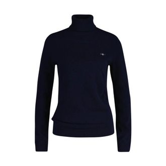 GANT Pull &agrave; col roul&eacute; en laine dagneau bleue - Femme - Pulls - Bleu - Taille: XL