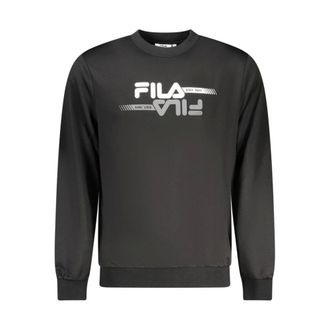 Fila Homme, Sweatshirts et sweats &agrave; capuche, Noir, Taille: M SweaT-shirt en polyester avec poignets c&ocirc;tel&eacute;s