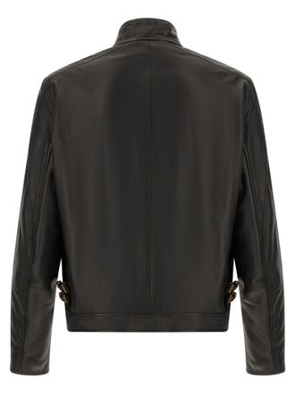 Versace Lamb Leather Biker Jacket - Black