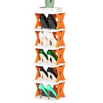 Generico Vertikaler Schuh-Organizer: Klappbarer Schuhst&auml;nder mit mehreren Ebenen, platzsparende Aufbewahrung, stapelbar, zusammenklappbar, Schrank, Eingang f&uuml;r