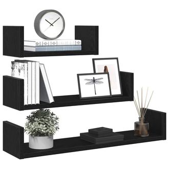 Generic 3X Wandregal U-f&ouml;rmig, H&auml;ngeregal, Lounge B&uuml;cherregal, Wandboard Dekoregal, Schweberegal, CD/DVD Regal, Wand Deko, Holzwerkstoff(Sonoma-Eiche 60x15x10