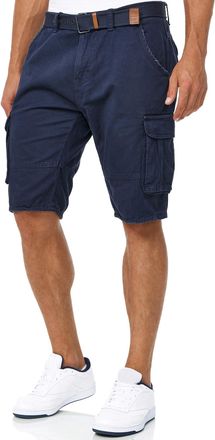 Indicode Herren Monroe Cargo Cargo-Shorts inkl. G&uuml;rtel | Bermuda M&auml;nner Sommerhose aus Baumwolle Navy, 3XL