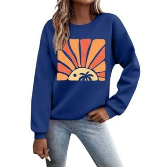 Generic 2026 Printemps 2024 Et Hiver Mode Sunrise Print Sweat &agrave; Capuche Femme, bleu, XXL