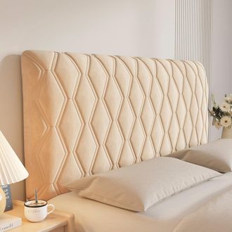 Generic Velours Gepolsterte Kopfteilbezug F&uuml;r Bett Staubdichte Dehnbare Verdickt Gesteppt Einfarbig Baumwolle Kopfbedeckungen Abdeckung Schutzh&uuml;lle F&uuml;r 150/16