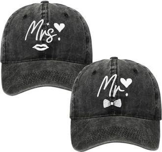 Generic Chapeau brod&eacute; pour la Saint-Valentin 2026 avec lettres pour couples, gris fonc&eacute;, Taille unique