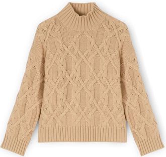Motivi Femme, Pulls, Beige, Taille: 42 FR Pull &agrave; col roul&eacute; en maille torsad&eacute;e