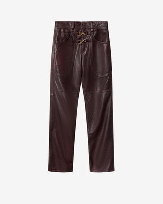 Isabel Marant Lederhose Brinley - Damen - Dark Burgundy - Gr&ouml;&szlig;e 34 - Isabel Marant