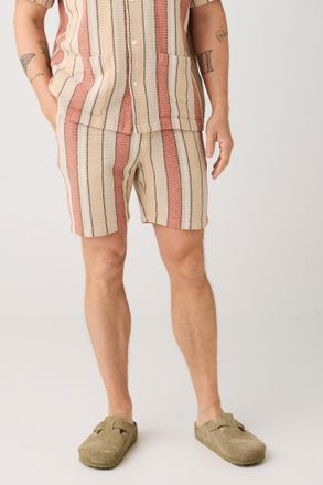 Knowledge Cotton Apparel Herren vegan Shorts Fig Loose Gestreift Rot