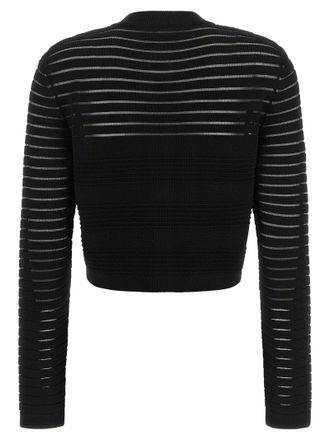 Balmain Semi-Transparent Striped Cardigan - Black