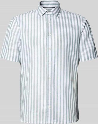 Jake*s Slim Fit Business Hemd aus Leinen-Misch mit Kentkragen