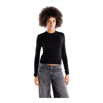 Akep Rundhals-Strickpullover mit Lochmuster - - Knitwear - Damen - Schwarzk - S