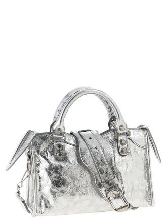 Balenciaga Le City Lambskin Leather Bag - Silver