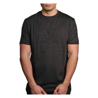 John Richmond Homme, Tops, Noir, Taille: XL T-shirt noir en coton &agrave; col rond et logo