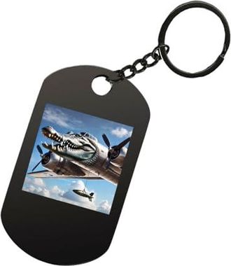 Generic Bombardiro Crocodillo Porte-clés en acier inoxydable Motif brainrot italien