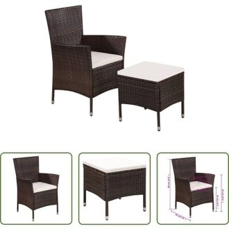 vidaXL vidaXL Poly Rattan - Gartenstuhl und Hocker mit Polstern Poly Rattan Braun