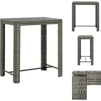 vidaXL Garten-Bartisch Grau 100x60,5x110,5 cm Poly Rattan - Gartentisch - Bartisch - Outdoor M&ouml;bel - Balkonm&ouml;bel - PE-Rattan